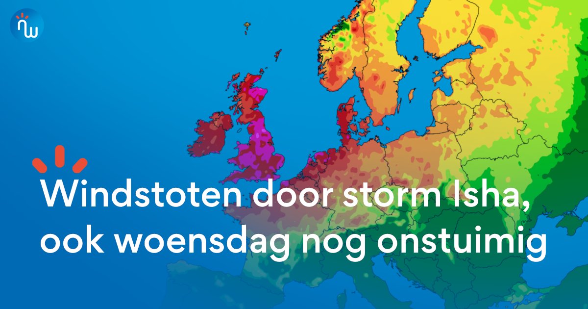 Onstuimig weer Noordwest-Europa, eerst storm Isha - NoodweerBenelux