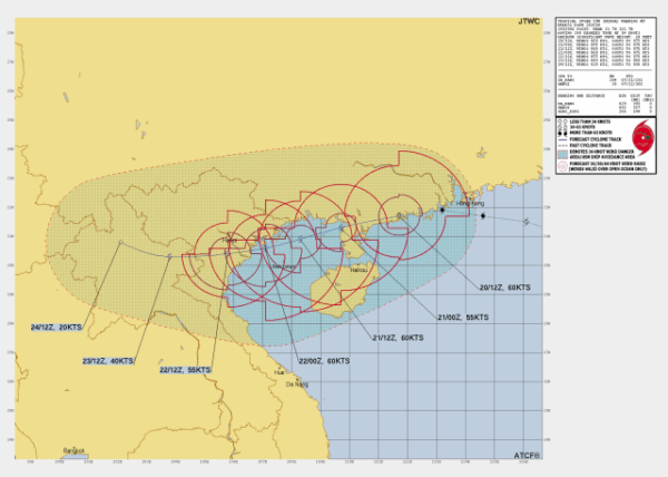 Tropische storm (Tyfoon) Wipha scheert langs China en Vietnam - NoodweerBenelux