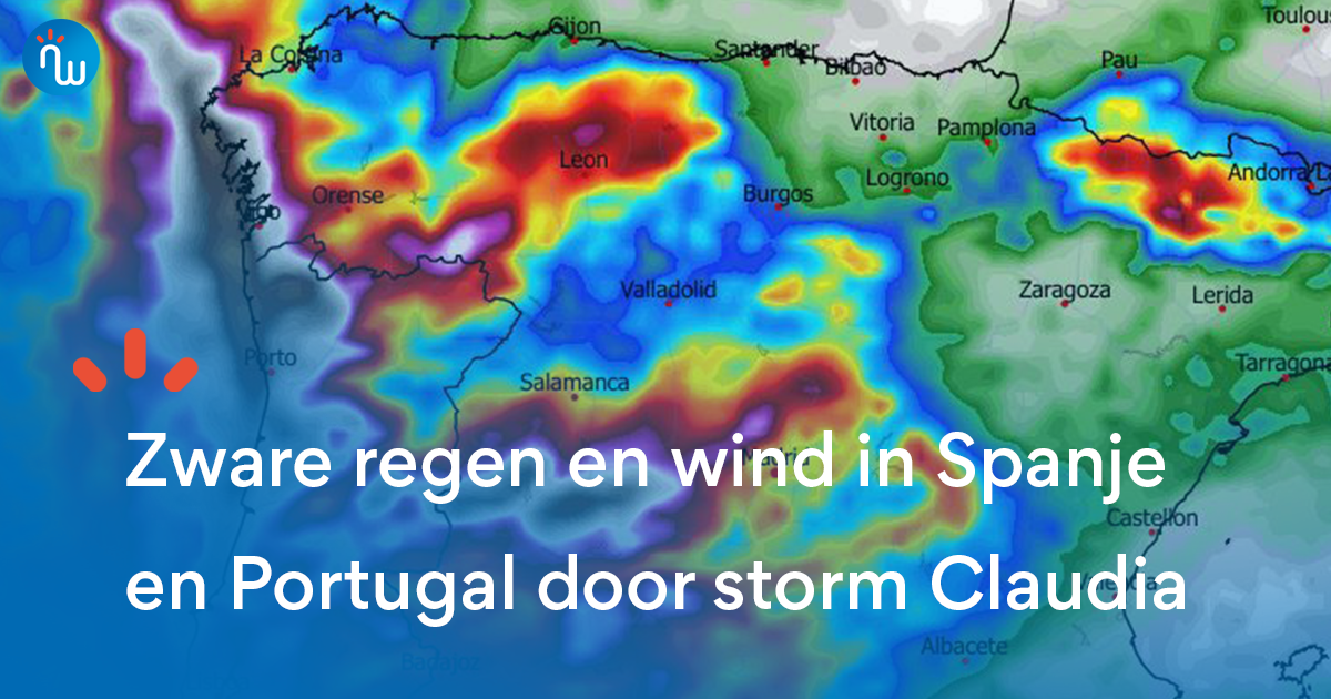 Zware regen en wind in Spanje en Portugal door storm Claudia ...